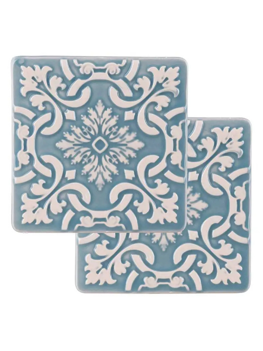 Hand-Painted Ceramic Coasters Azulejo – Set of 2 – We Are Portugal