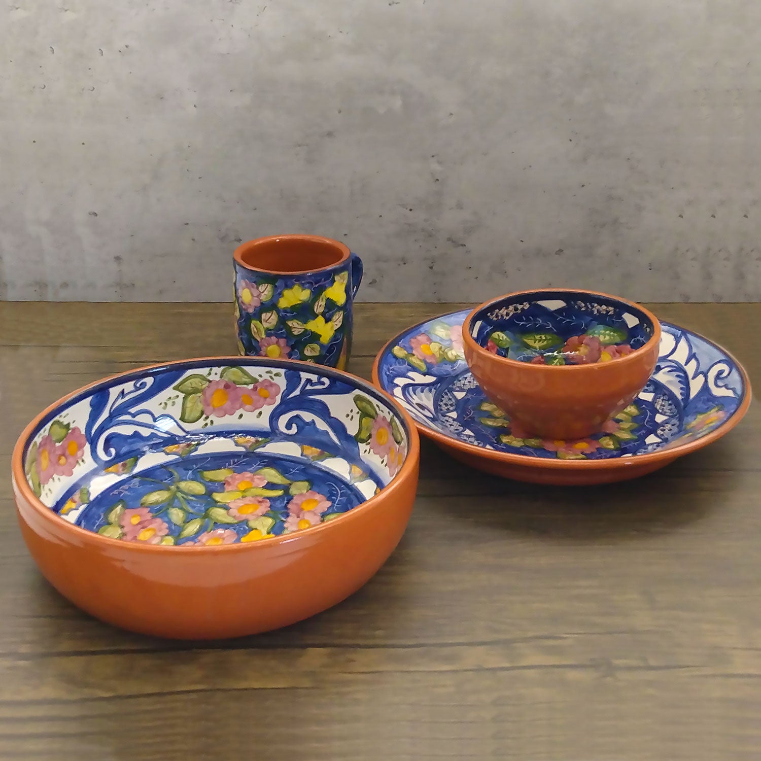 Handmade Hand Painted Portuguese Pottery Round Serving Bowl Floral – We ...