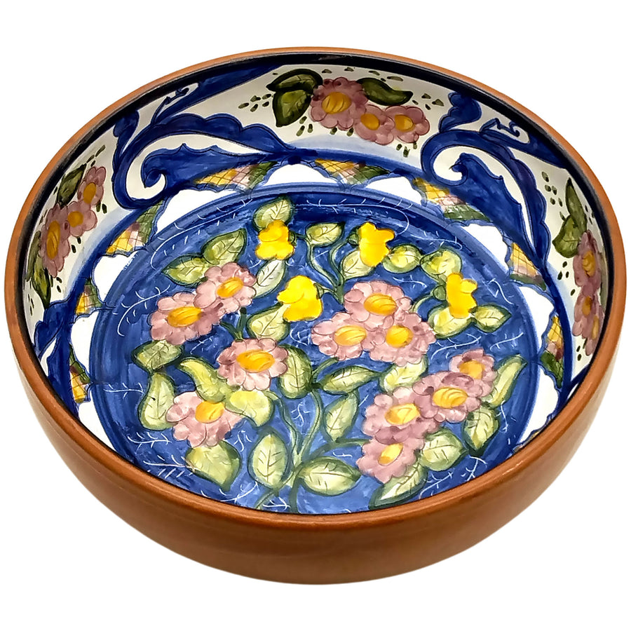 Handmade Hand Painted Portuguese Pottery Round Serving Bowl Floral – We ...